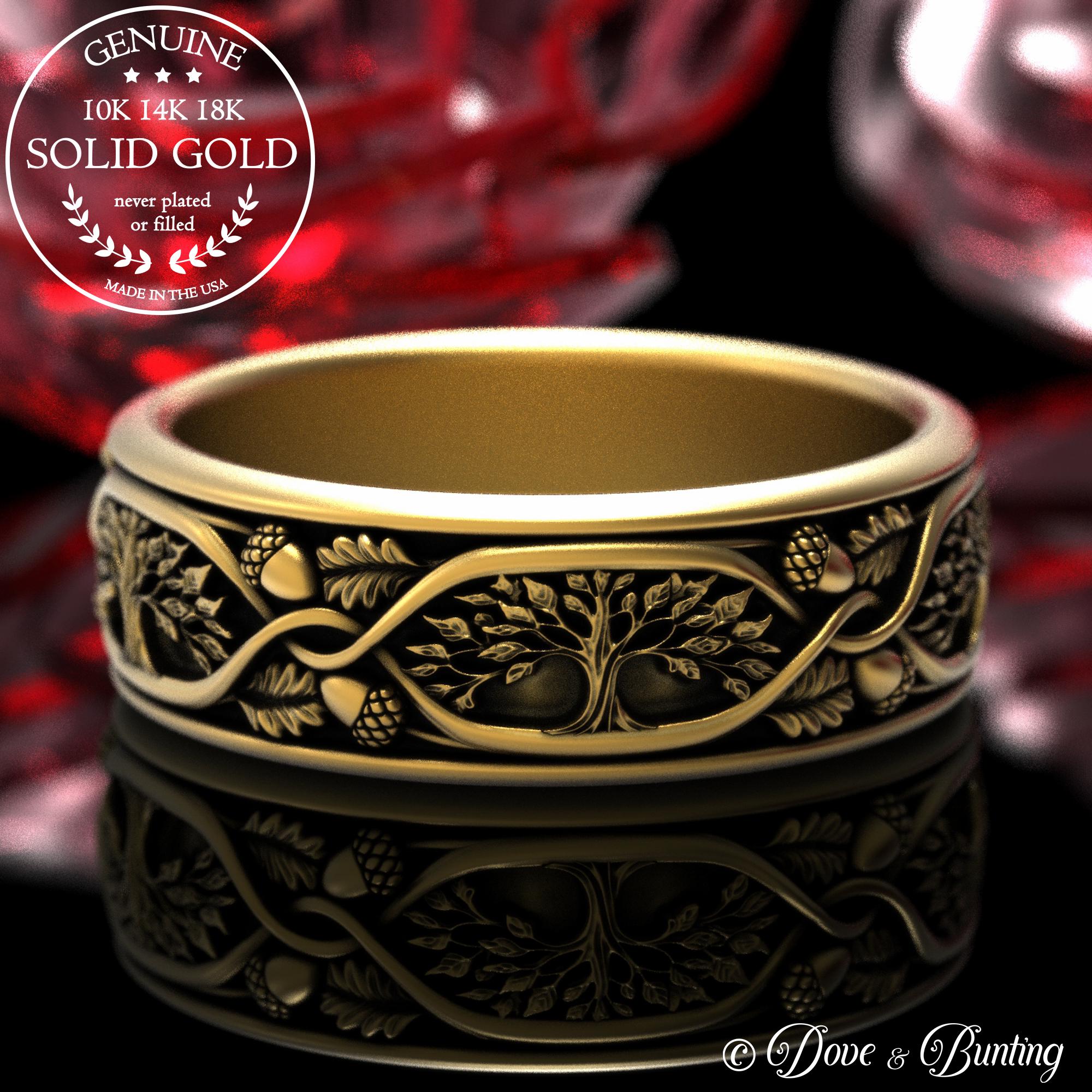 Sterling Intricate Trees & Acorn Ring, Silver Woman Botanical Forest ...