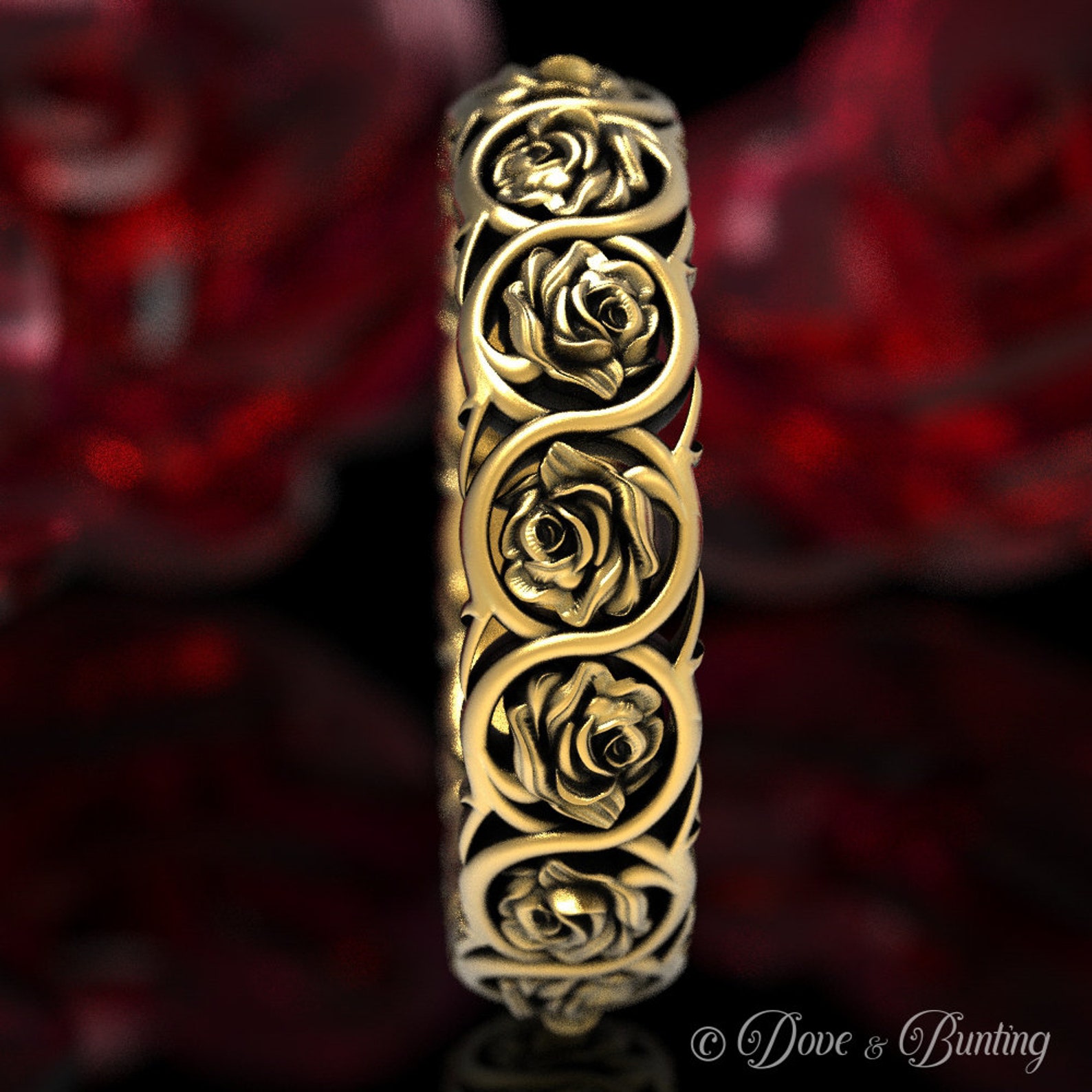 Gold Rose Wedding Ring, Rose Flower Ring, Platinum Rose Ring, Rose ...