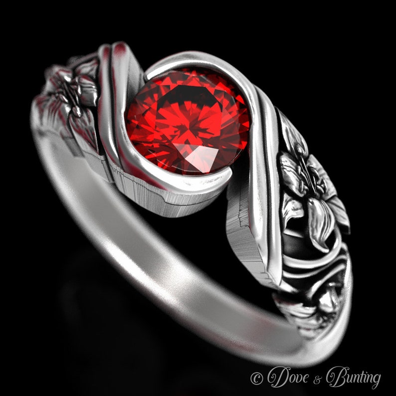 Lily Ruby Engagement Ring Art Nouveau Engagement Ring Nature - Etsy