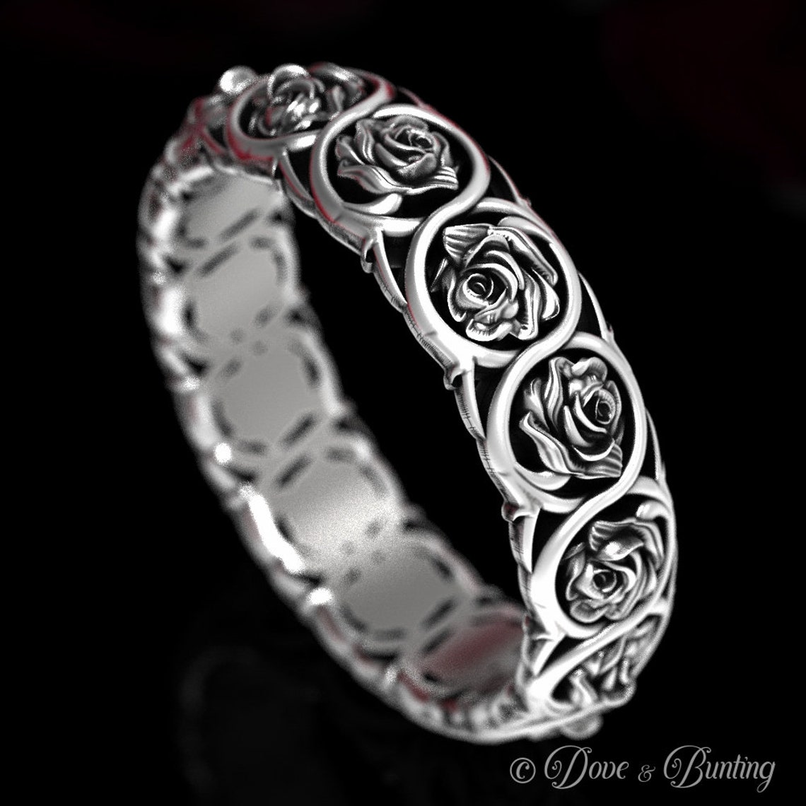 Rose Wedding Ring Rose Flower Ring Sterling Silver Rose - Etsy