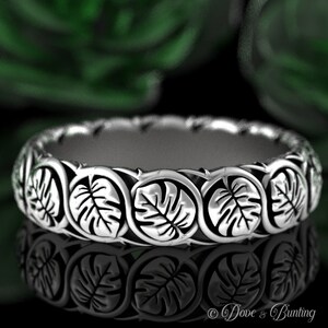 Monstera Wedding Ring, Sterling Silver Monstera Ring, Nature Wedding ...