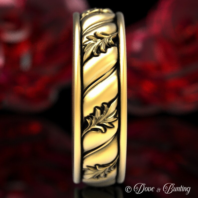 Gold Art Nouveau Wedding Ring Floral Wedding Band Vintage Etsy