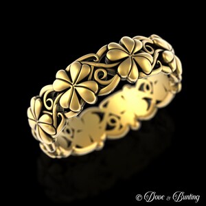 Gold Four Leaf Clover Ring, White Gold Clover Ring, 10K 14K 18K ...