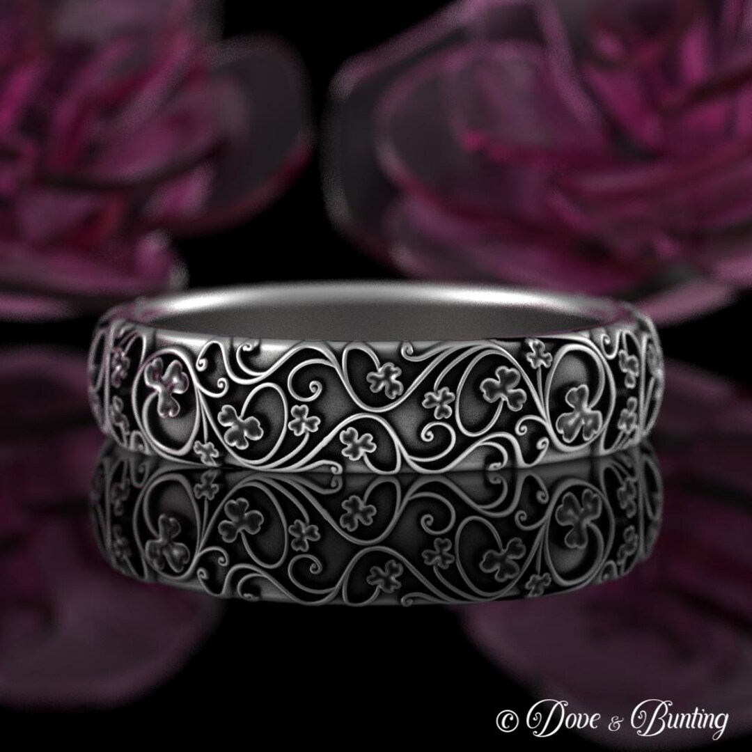 Intricate Three Leaf Clover Ring for Woman, Sterling Silver Irish ...