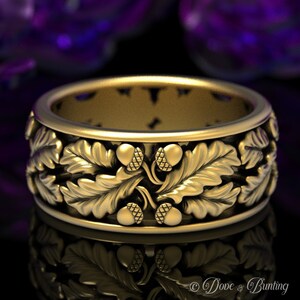 Leaf Wedding Band, Gold Mens Wedding Ring, Leaf Wedding Ring, Oak Tree ...