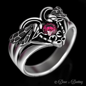 Ruby Gold Dragonfly Ring, 10K Gold Dragonfly Ring, White Gold Dragonfly ...