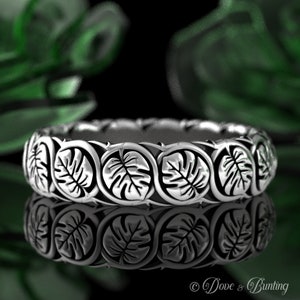 Monstera Wedding Ring, Sterling Silver Monstera Ring, Nature Wedding ...