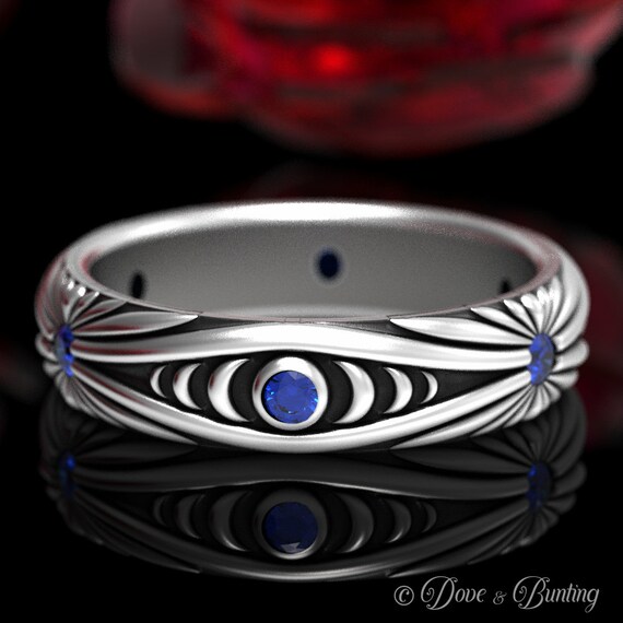 Phases of the Moon Ring Sterling Silver Moon Ring Sapphire - Etsy