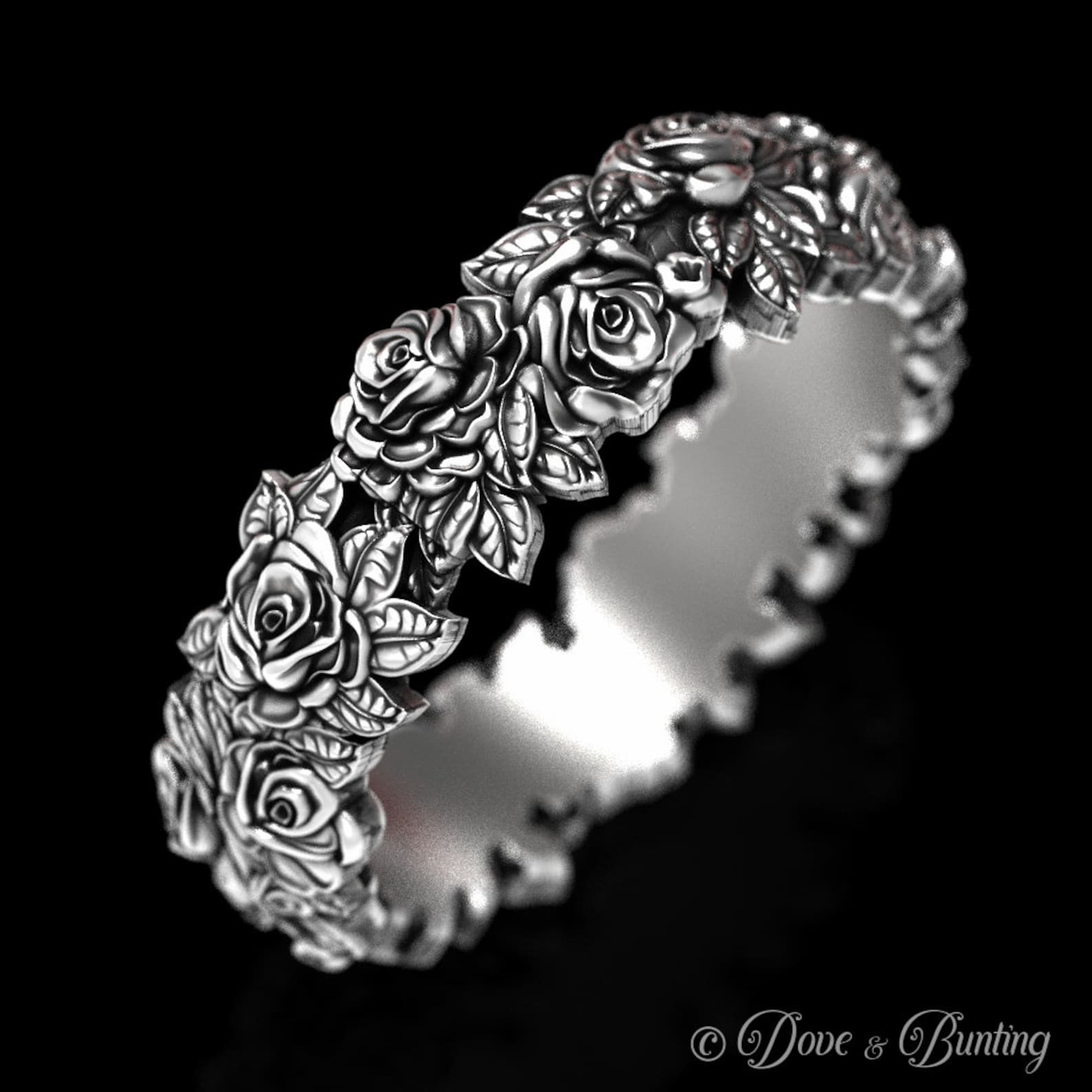 Sterling Silver Rose Ring Rose Wedding Ring Silver Floral - Etsy