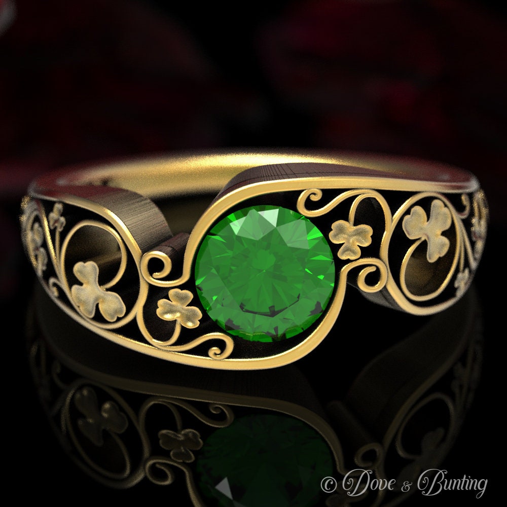 Emerald Clover Ring Clover Engagement Ring Emerald Silver | Etsy