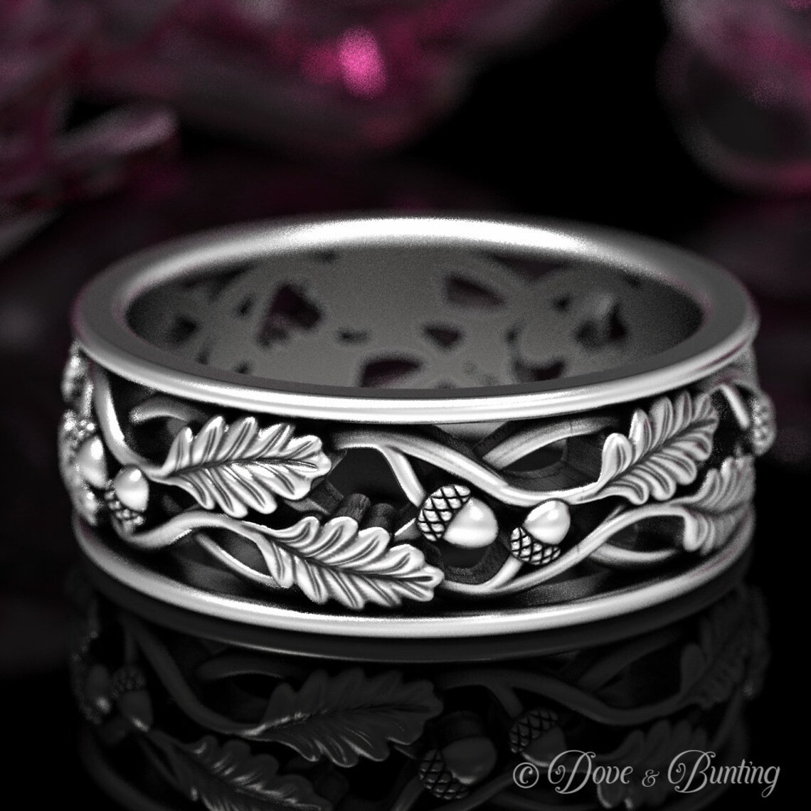Mens Oak Leaf Ring Sterling Silver Mens Ring Nature Wedding - Etsy