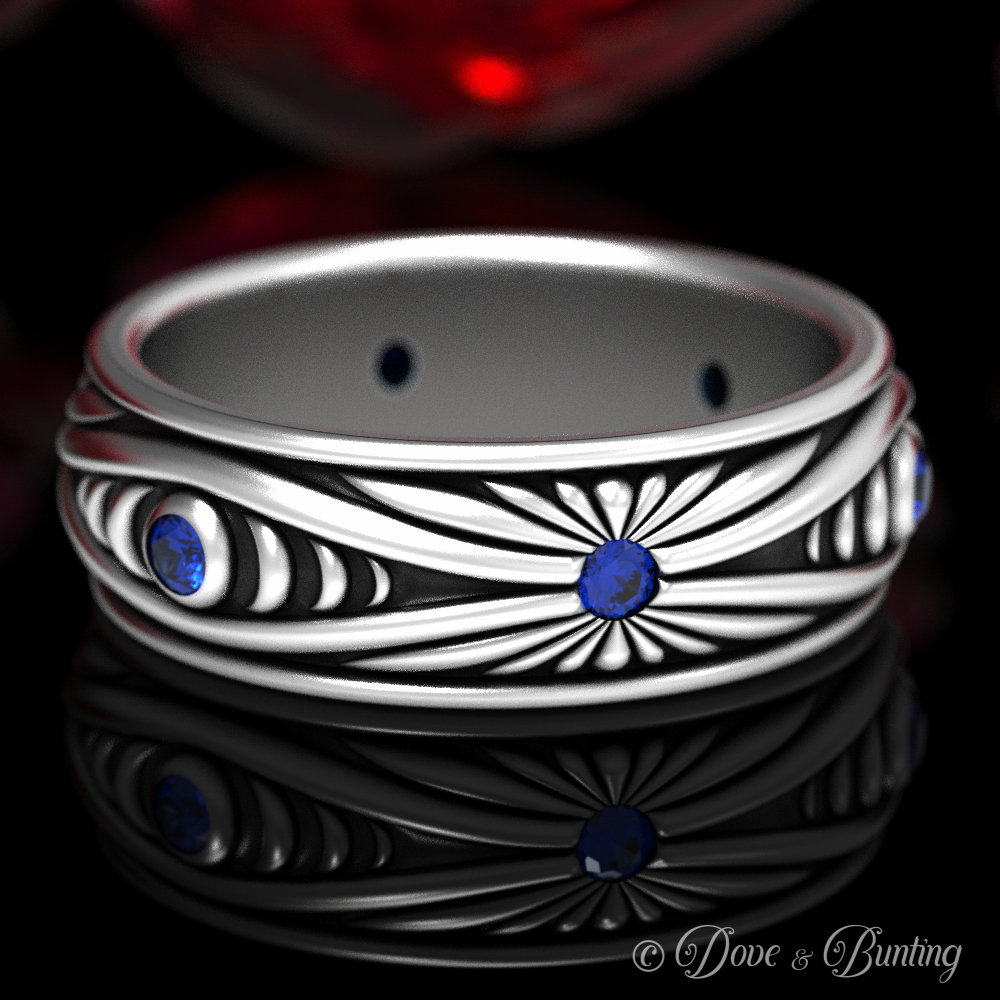 Moon Phase Ring Sterling Silver Moon Ring Sapphire Silver | Etsy