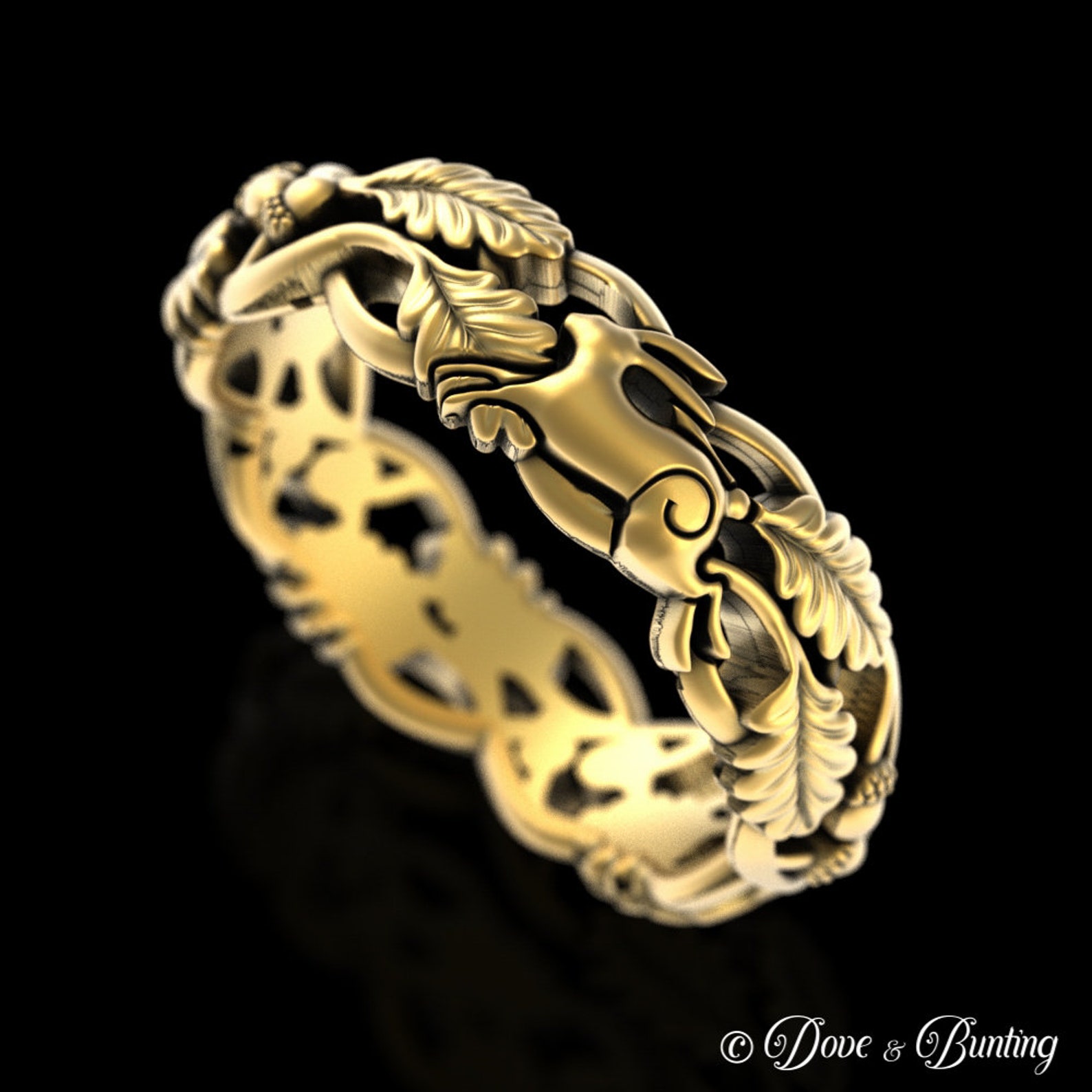 Woodland Rabbit Wedding Ring, Sterling Bunny Ring, Forest Nature Ring ...