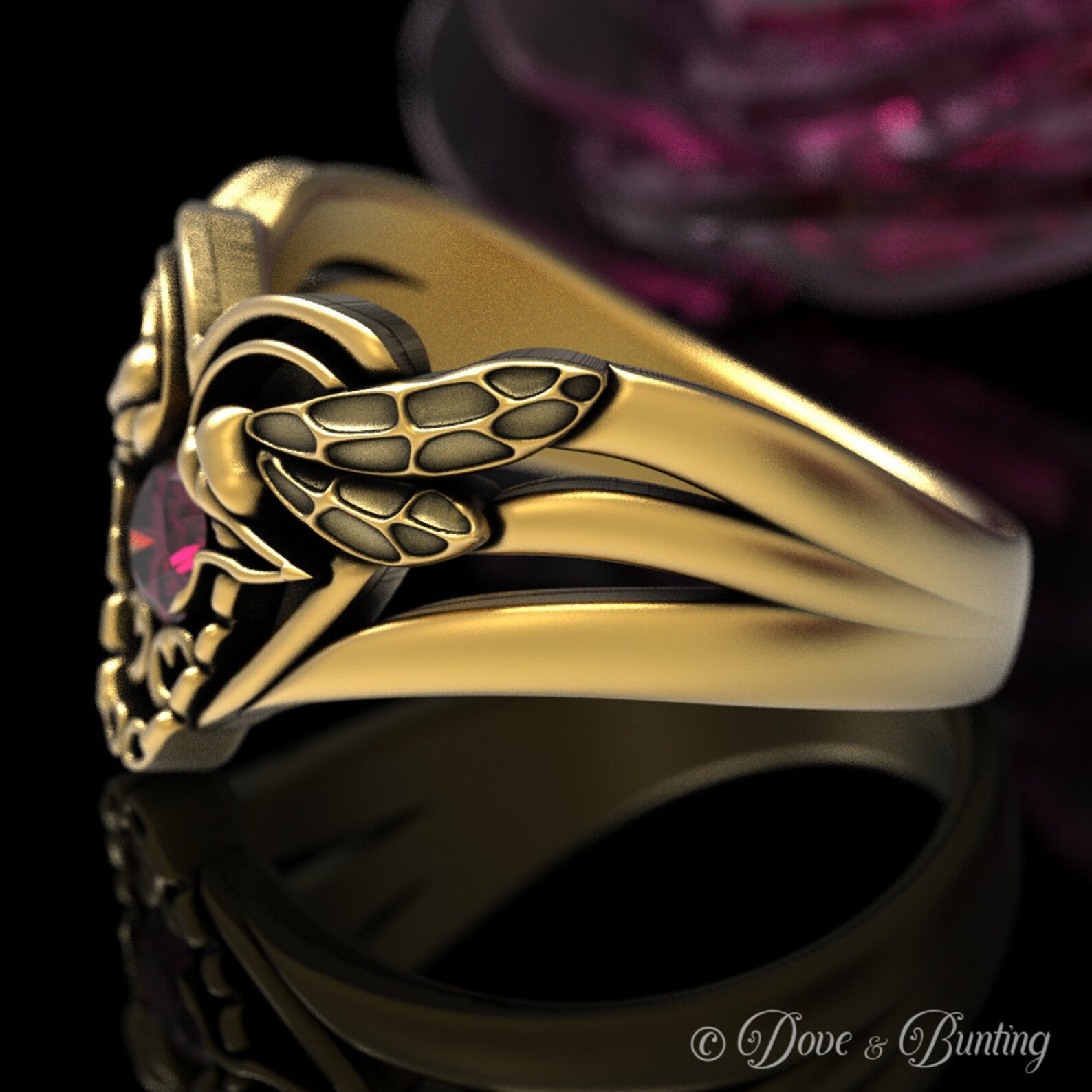 Ruby Gold Dragonfly Ring 10K Gold Dragonfly Ring White Gold - Etsy