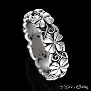 Gold Four Leaf Clover Ring, White Gold Clover Ring, 10K 14K 18K ...