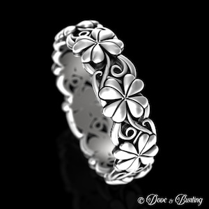 Four Leaf Clover Ring, Sterling Silver Clover Ring, Shamrock Ring ...