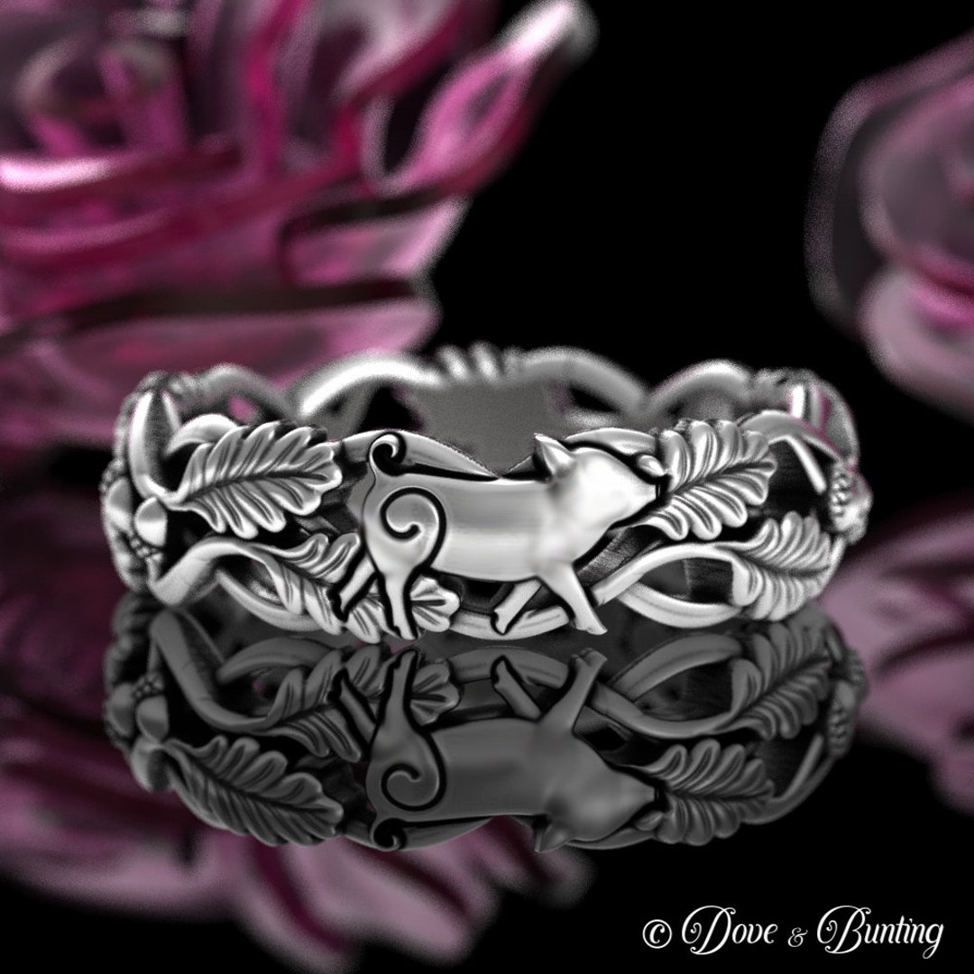 Sterling Pig & Acorns Forest Ring, Silver Piggie Ring, Piglet Wedding ...