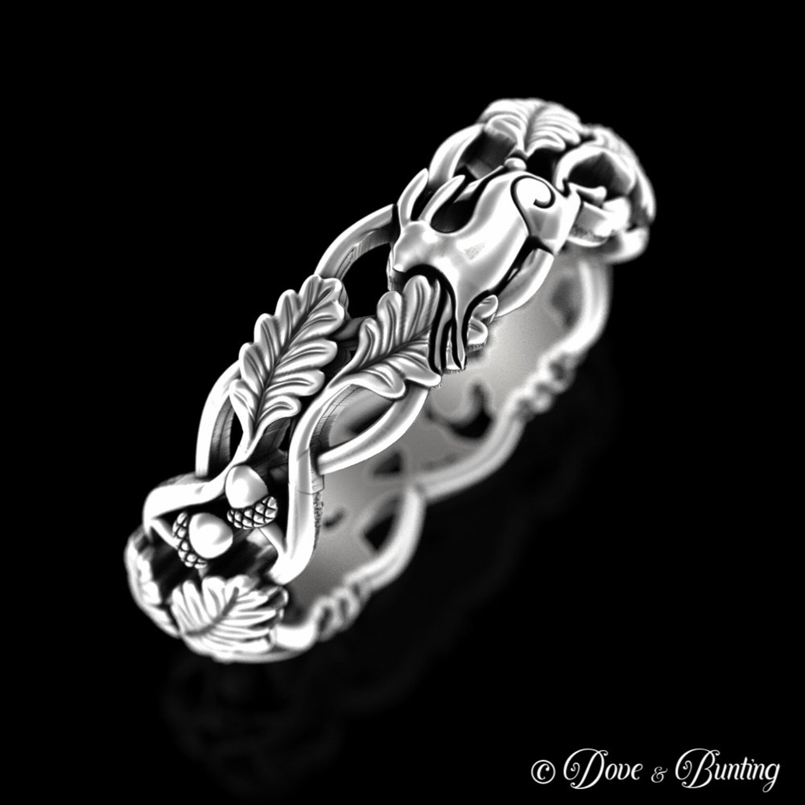 Woodland Rabbit Wedding Ring, Sterling Bunny Ring, Forest Nature Ring ...