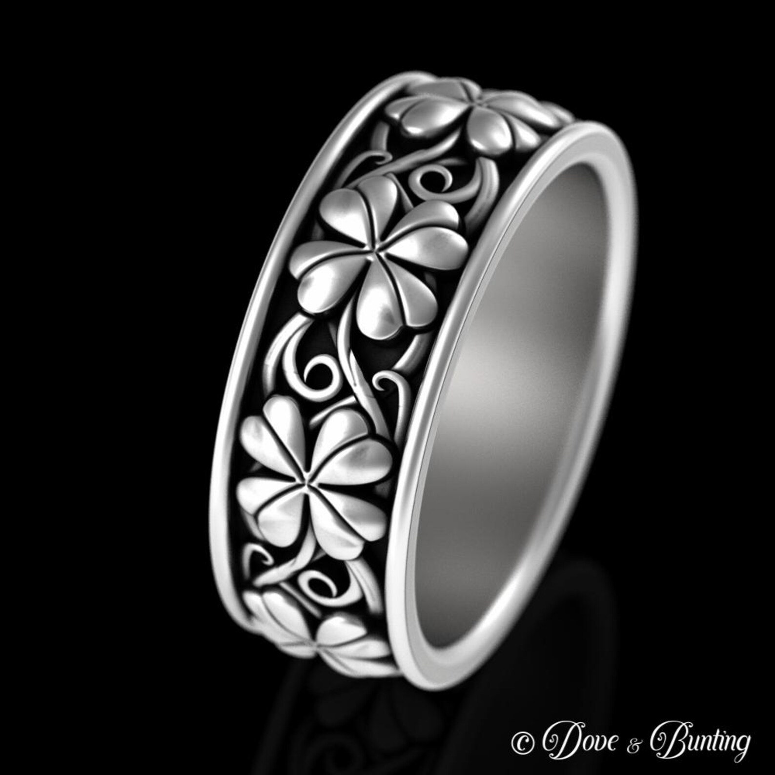Celtic Matching Clover Set in Sterling Silver, Botanical His Hers ...