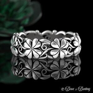 Four Leaf Clover Ring, Sterling Silver Clover Ring, Shamrock Ring ...
