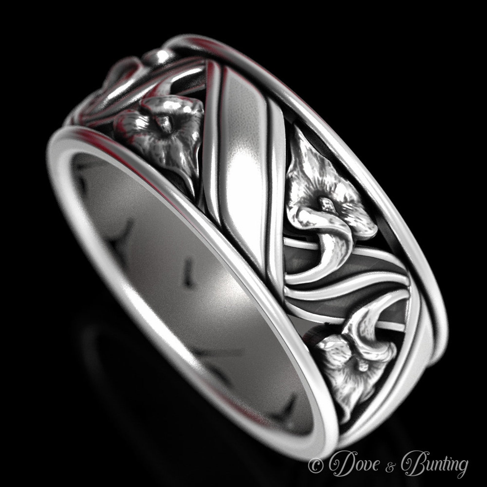 Lily Flower Ring Floral Wedding Ring Sterling Silver Flower - Etsy