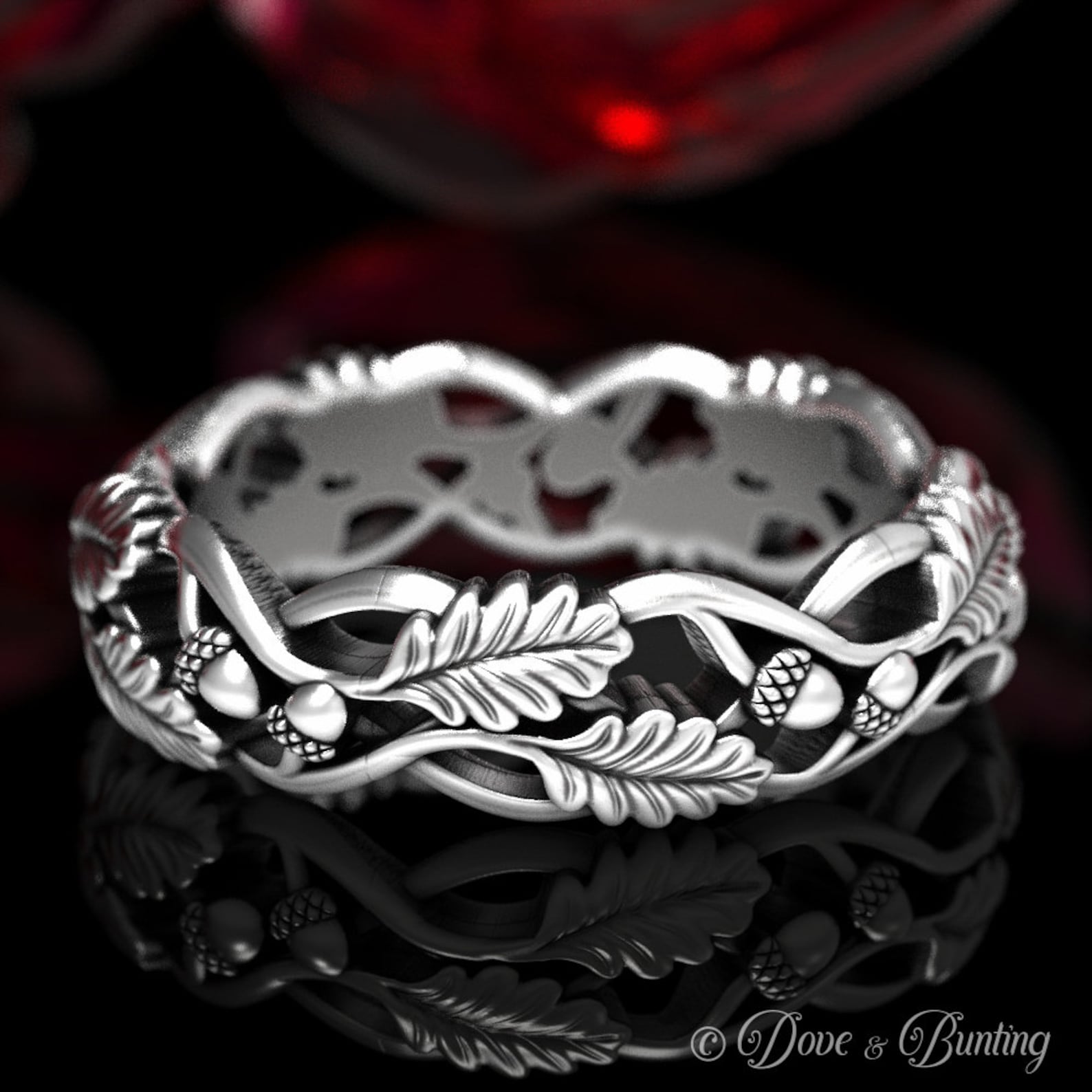 Oak Leaf Ring Sterling Silver Oak Ring Nature Wedding Ring - Etsy