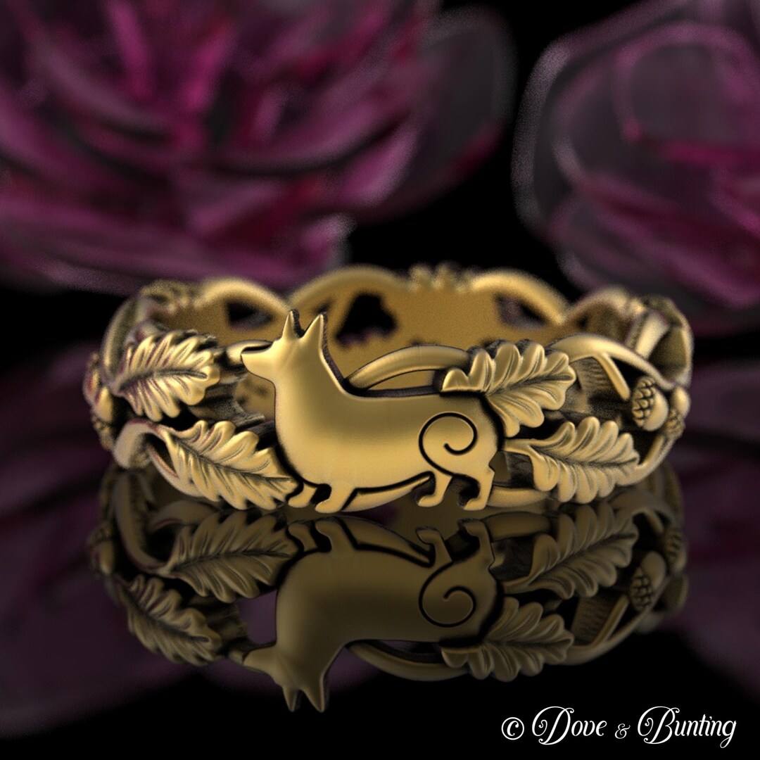 10K 14K Gold Corgi Ring, 18K Pembroke Welsh Corgi Ring, White Gold Dog ...