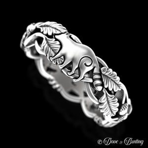 Forest Raccoon Ring, Sterling Silver Raccoon Wedding Band, Nature ...