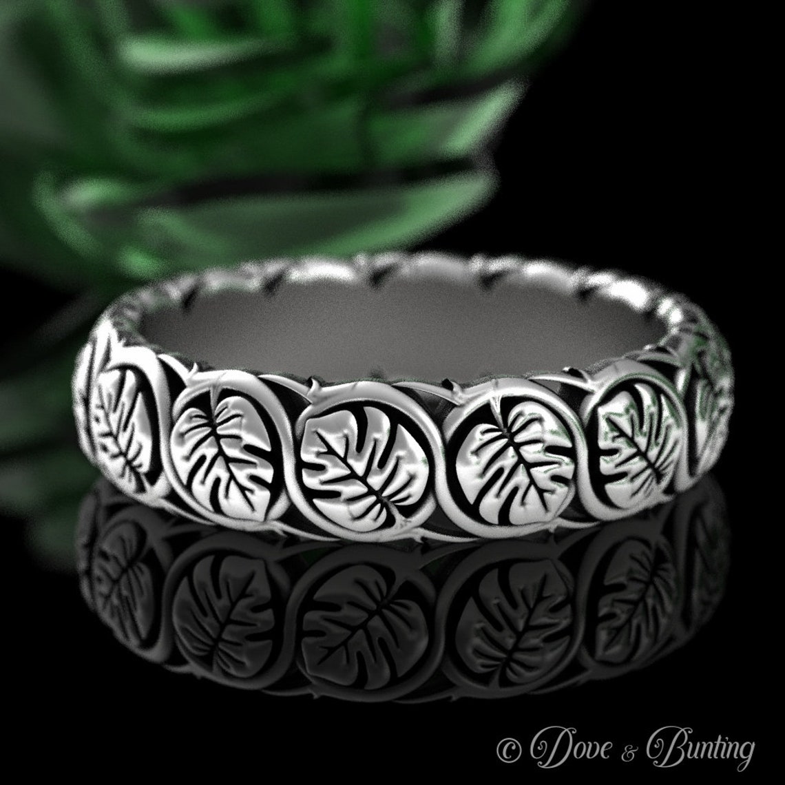 Monstera Wedding Ring Sterling Silver Monstera Ring Nature - Etsy