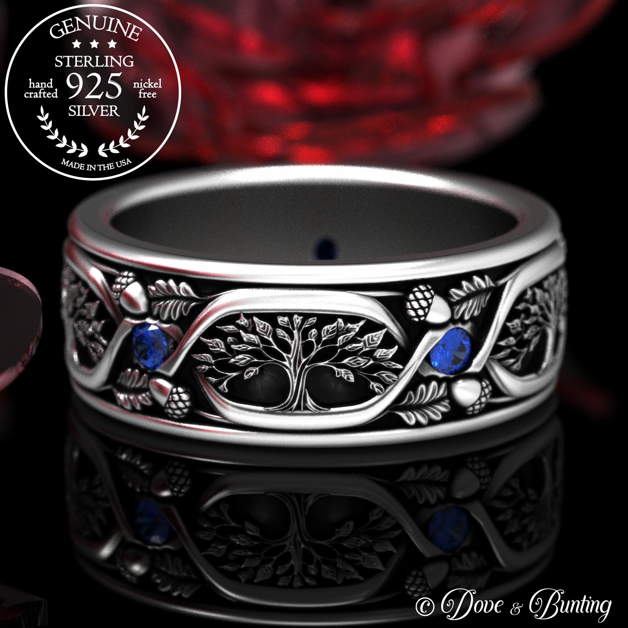 Moissanite Tree of Life Ring for Man, Sterling Pagan Union Ring, Art ...
