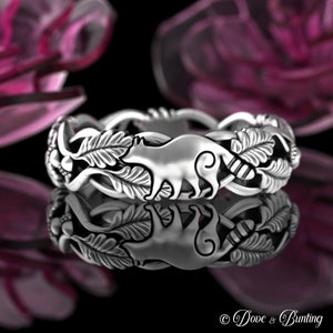 Forest Raccoon Ring, Sterling Silver Raccoon Wedding Band, Nature ...