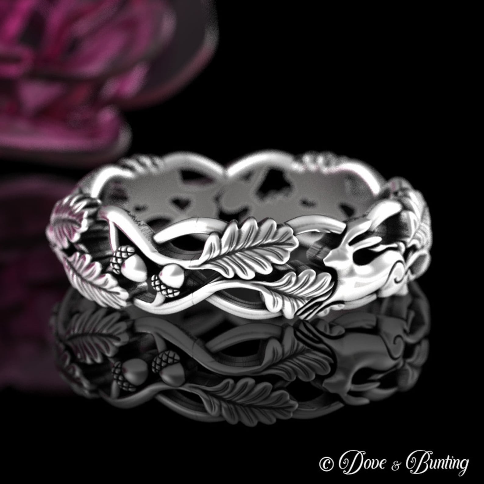 Woodland Rabbit Wedding Ring, Sterling Bunny Ring, Forest Nature Ring ...