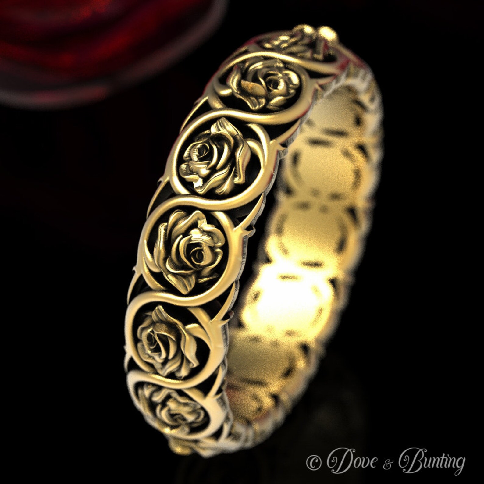 Gold Rose Wedding Ring, Rose Flower Ring, Platinum Rose Ring, Rose ...
