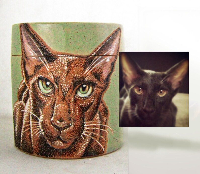 Personalized Cat Urn, Custom Cat Portrait Artist, Pet Cremation Urn ...