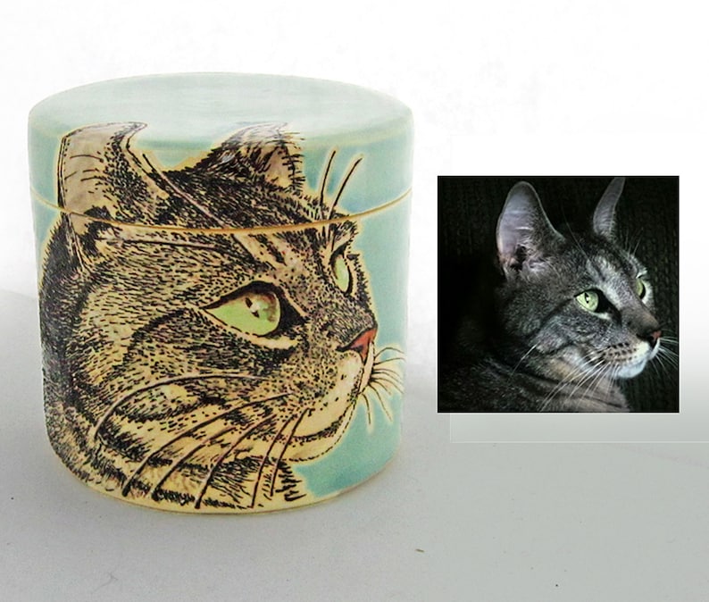 Personalized Cat Urn, Custom Cat Portrait Artist, Pet Cremation Urn ...