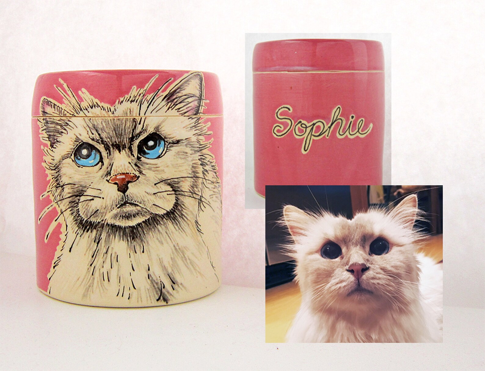 Personalized Cat Urn, Custom Cat Portrait Artist, Pet Cremation Urn ...