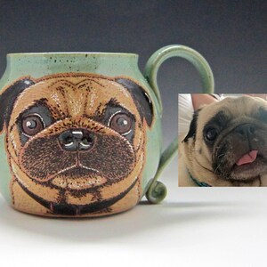 Pug Mug Custom Pet Portrait Mug Dog Pet Coffee Mug Cup Personalized ...