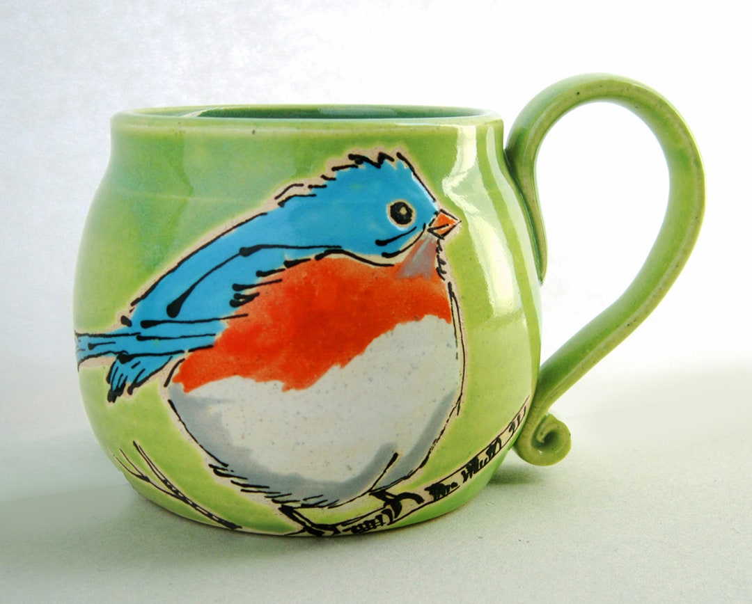 Ceramic Happy Bird Mug, Pottery Mug, Father's Day Gift, Graduation Gift ...