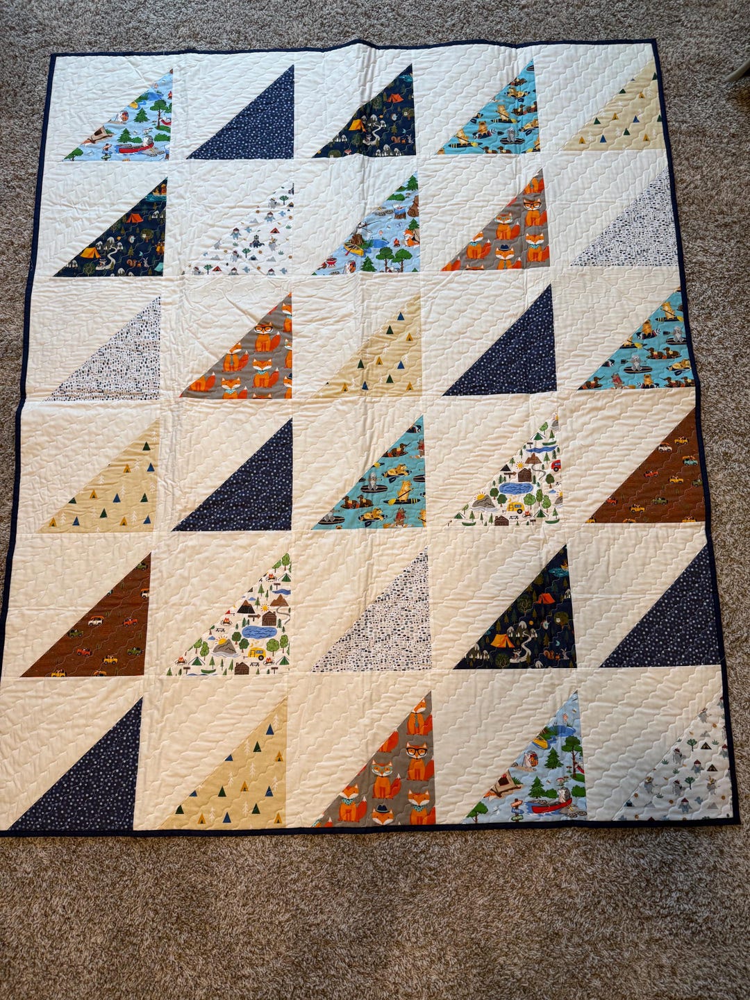 Triangle Boy Animal, Camping, Patterned Quilted Baby Girl Crib ...