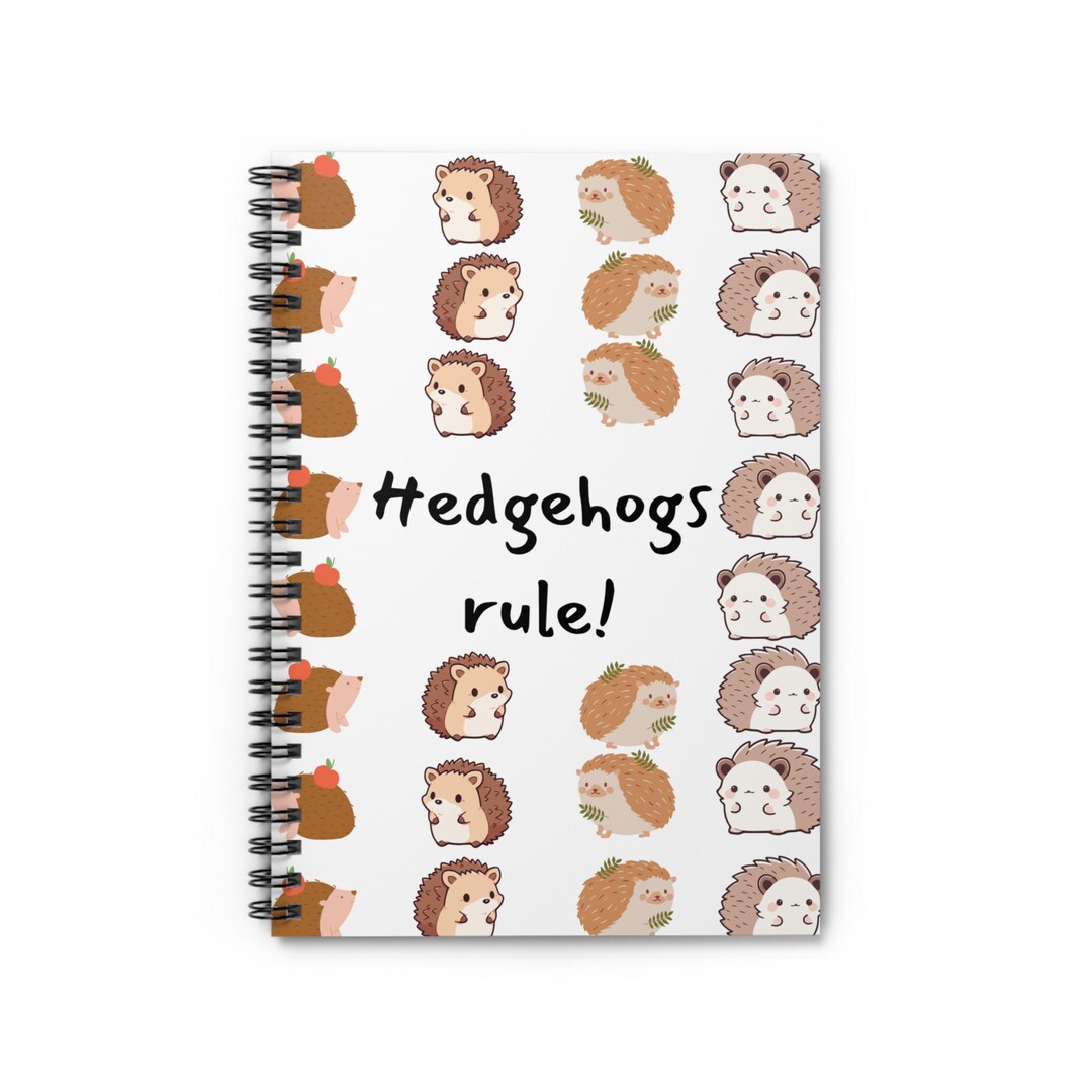 Cute Lined Hedgehog Spiral Notebook - Perfect for School, Journaling ...