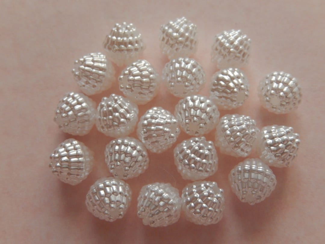 20 Shiny off White Textured Pearl Bicone Acrylic Resin Beads 8mm - Etsy