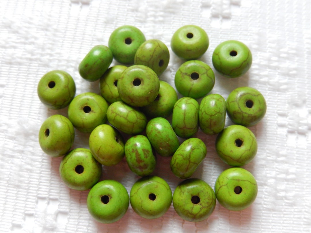 26 Dark Lime Green Candy Howlite Rondelle Beads 8mm X 5mm - Etsy