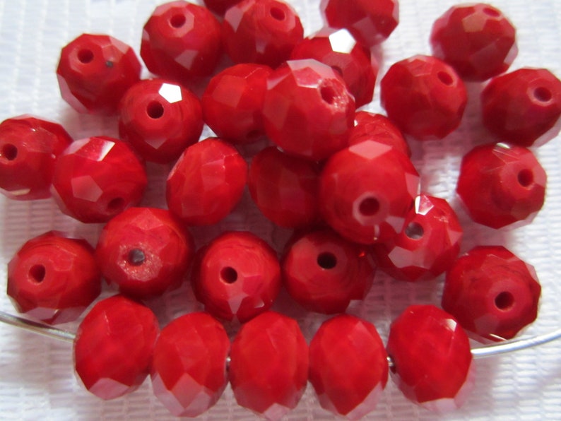 24 Ruby Red Opaque Facected Rondelle Crystal Beads 6mm X 8mm - Etsy