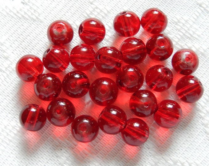 25 Christmas Ruby Red Transparent Round Glass Beads 8mm - Etsy