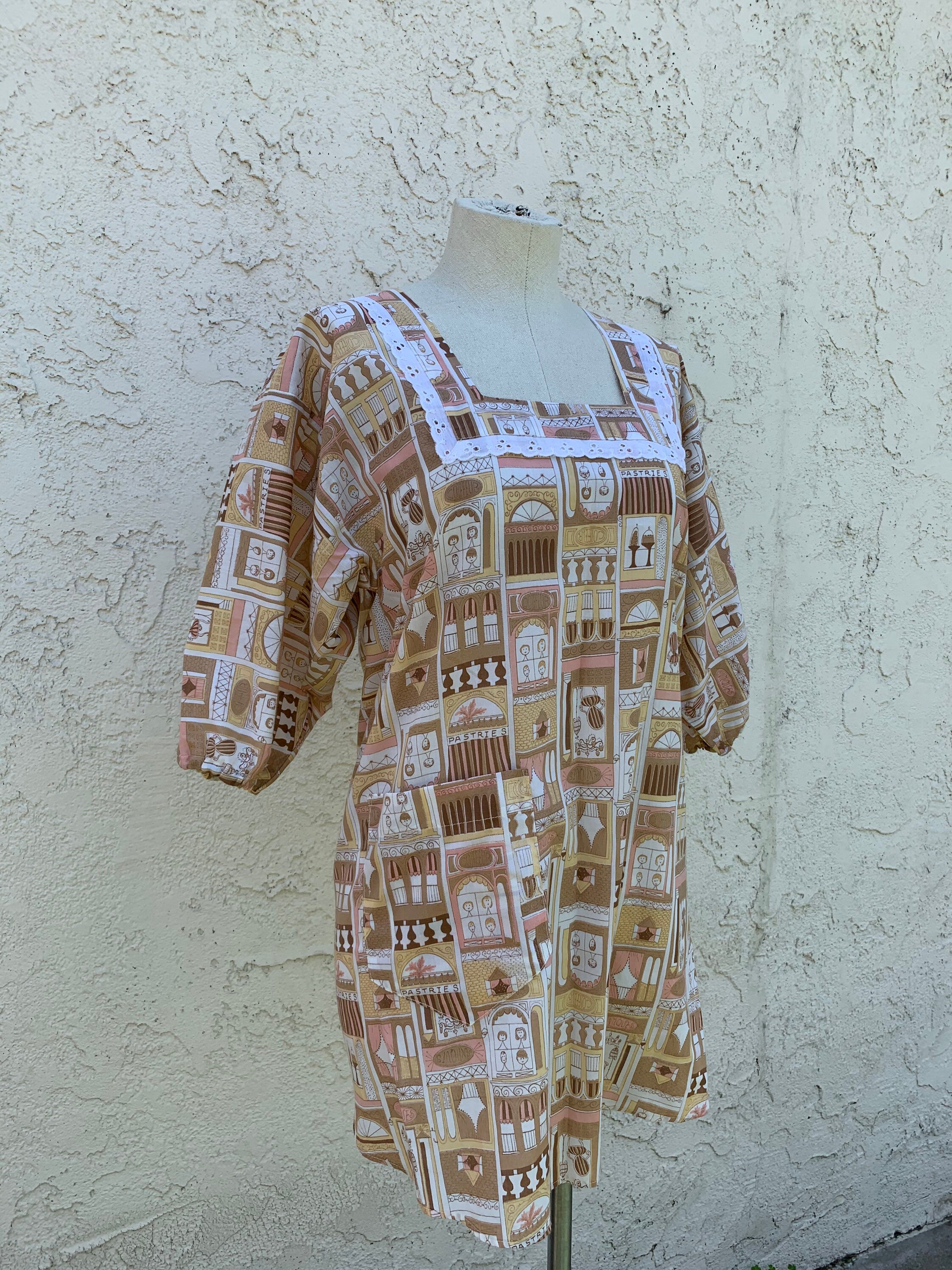 Vintage Smock Top, Cobbler Apron, Baker's Housecoat, Pinafore, Pastry ...