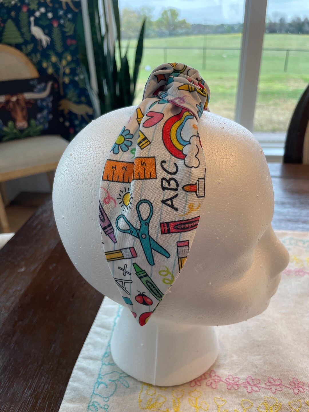 School Supply Top Knot Headband | Teacher First Day Gift - Etsy
