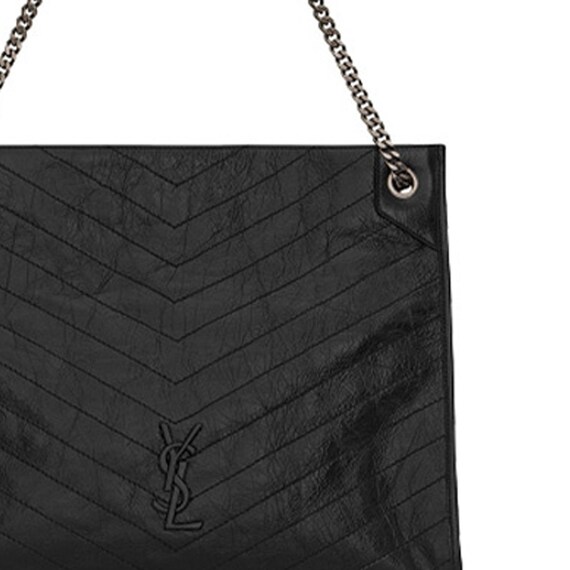 SAINT-LAURENT YSL Niki Black Label Logo Vintage Chain… - Gem