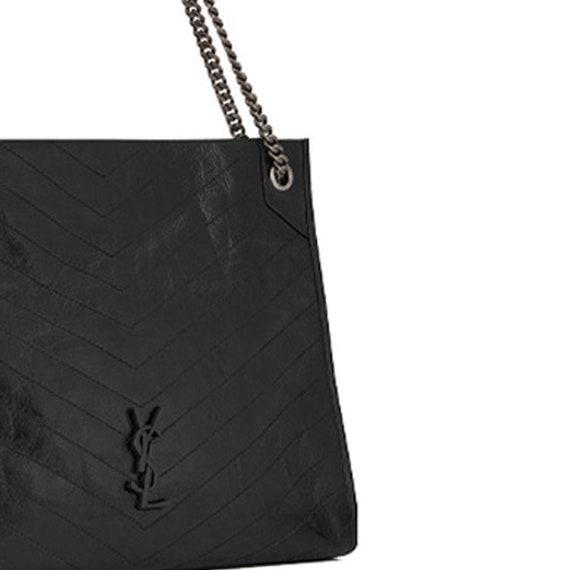 SAINT-LAURENT YSL Niki Black Label Logo Vintage Chain… - Gem