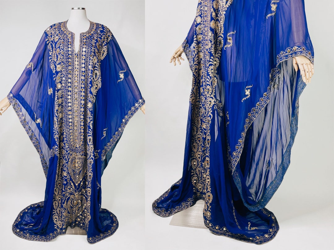 Timeless 1930s-1970s Traditional Middle Eastern Caftan in Sheer Royal ...
