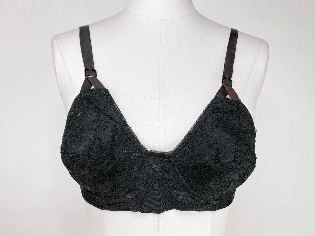 Vintage 40s Black Sheer Lace Pointy Bullet Padded Inflation Bra by ...